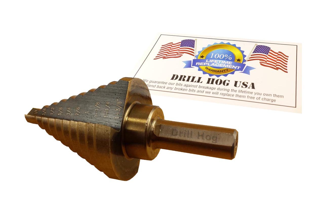 Drill Hog Step Drill Bit 1/4"-1-3/8" Molybdenum M7 USA