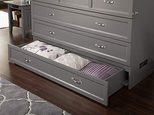 AFI Deerfield Murphy Bed Chest with Charging Station, Queen, Grey