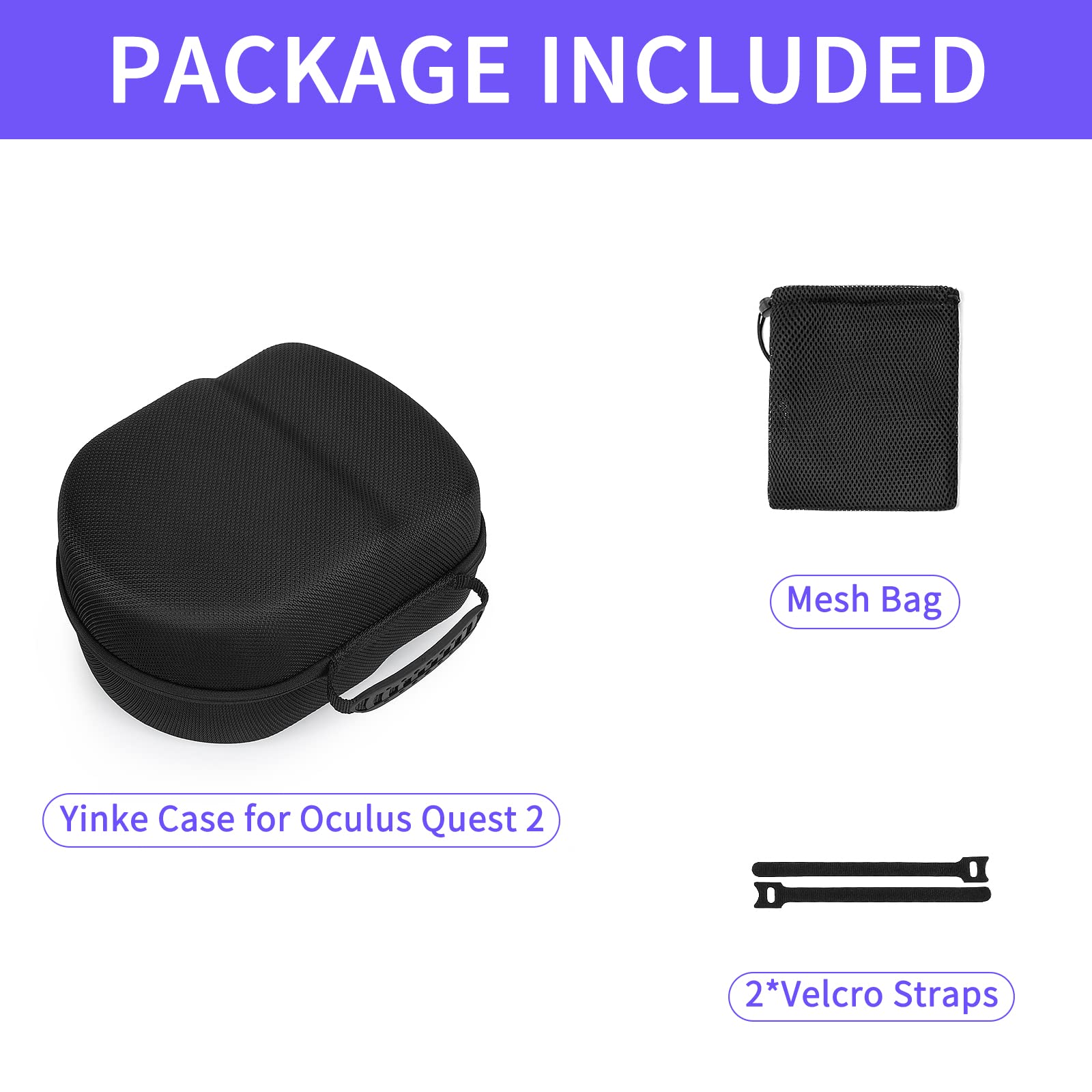Fromsky Yinke for Oculus/Meta Quest 2/Pico 4 Case, Hard Travel Carrying Case All-in-One Storage, Compatible with Elite Strap VR Headset and More Accessories (Black)
