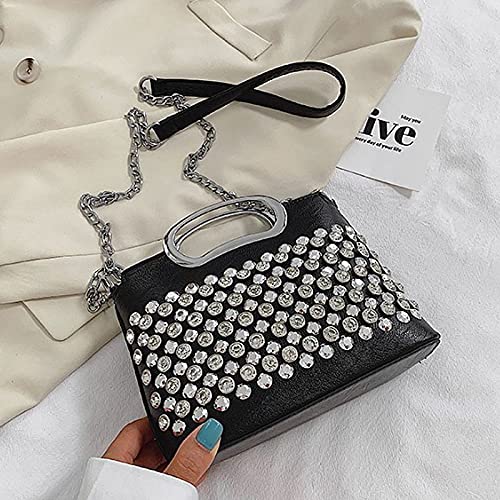 Heidi Women's Small Studs Rivet Crossbody Handbag Fashion Shell Shape Shoulder Messenger Bag (Black(style2))