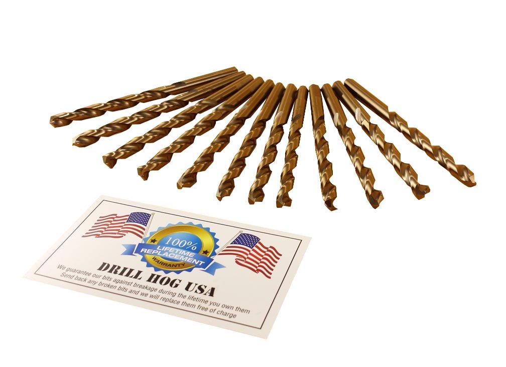 Drill Hog USA 1/4" Cobalt M42 Drill Bits 12 Pack