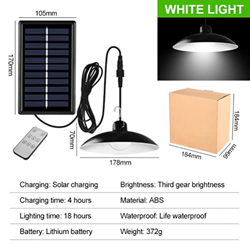 kekafu Solar Pendant Light Outdoor Waterproof LED Porch-Light with Remote Control Solar Intelligent Chandelier Hanging Lights for Garden Yard Patio Balcony Home Decoration, White