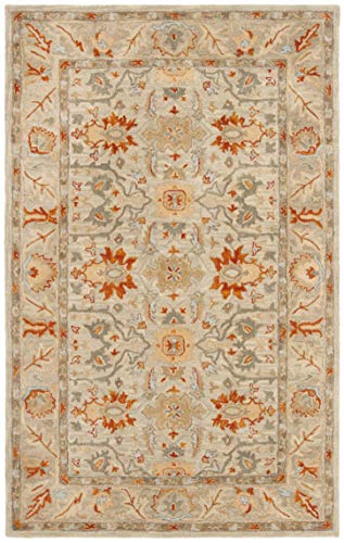 SAFAVIEH Antiquity Collection 4' x 6' Beige / Multi AT63A Handmade Traditional Oriental Premium Wool Area Rug