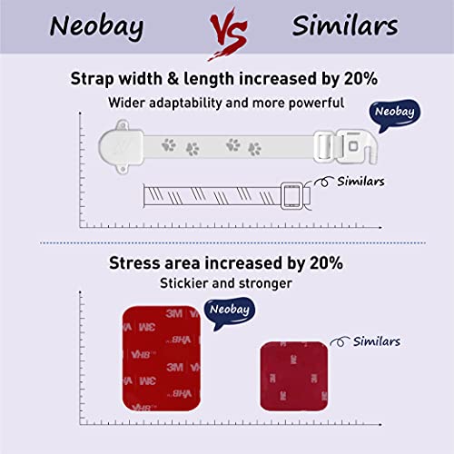 Neobay Child Proof Door Lock with Adjustable Door Strap and Latch. No Need for Interior Cat Door. Keep Toddler Out of Room with Litter Box While Let Cat in Easily.