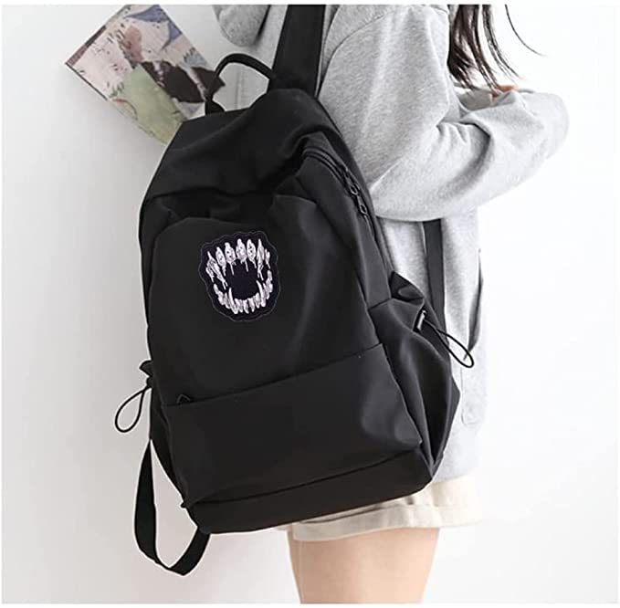 Punk Skull Embroidery Patch Vampire Teeth & Mouth Black Cartoon Embroidered Iron On Patch Sexy Vampire Lips Sticker Craft Fabric Accessory Sewing Jacket Polo T-Shirt Hat Bag Clothing Accessories