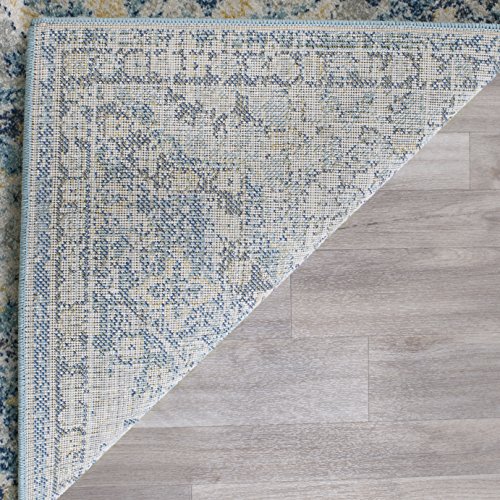 SAFAVIEH Evoke Collection 2'2" x 11' Light Blue/Ivory EVK274C Boho Trellis Non-Shedding Living Room Bedroom Runner Rug