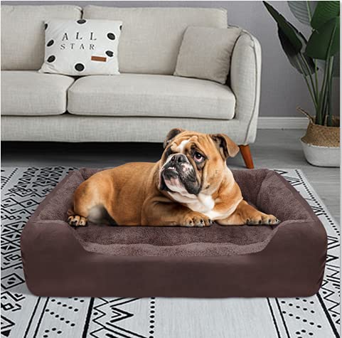 PUPPBUDD Dog Beds for Large Dogs, Rectangle Washable Dog Bed Comfortable and Breathable Pet Sofa Warming Orthopedic Dog Bed for Large Medium Dogs