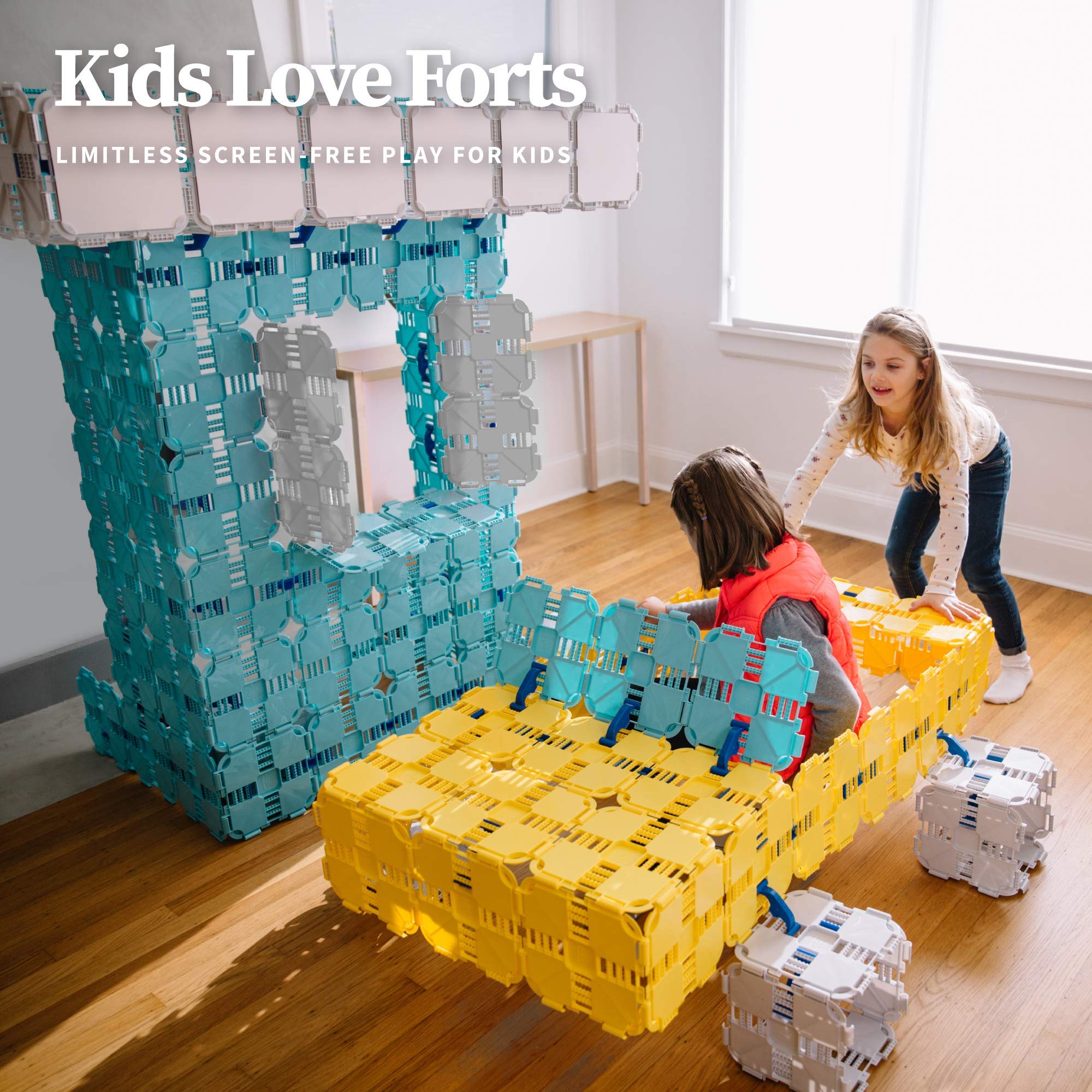 Fort Boards: Fort Building Kit | Jumbo Blocks - Kids Building Toys | 90 Piece Set: Gray