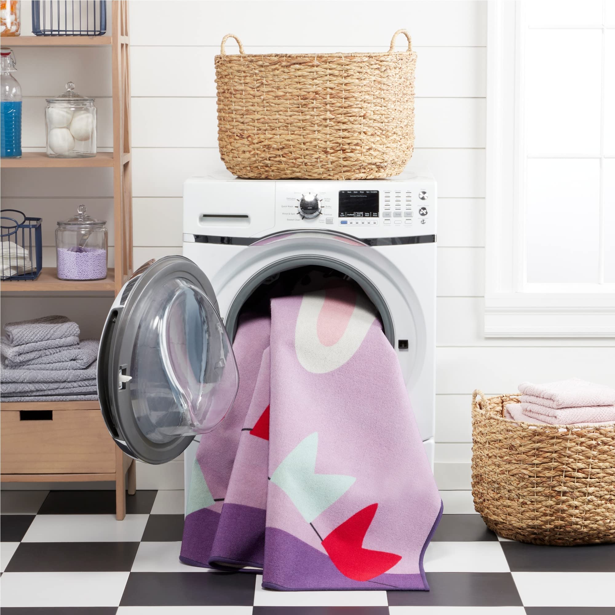 Home Dynamix Everwash Imagine Llama Kids Machine Washable Area Rug, Purple/White, 3'x5'