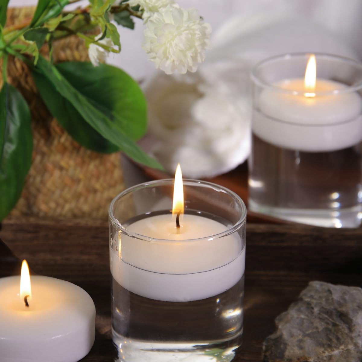 Capaniel 3 inch White Floating Candles, 48 Packs Unscented Floating Candles for Centerpieces-10 Hours Burn Time-3β Floating Tealight Candles for Cylinder Vases, Pool, Wedding, Party, Valentine's Day