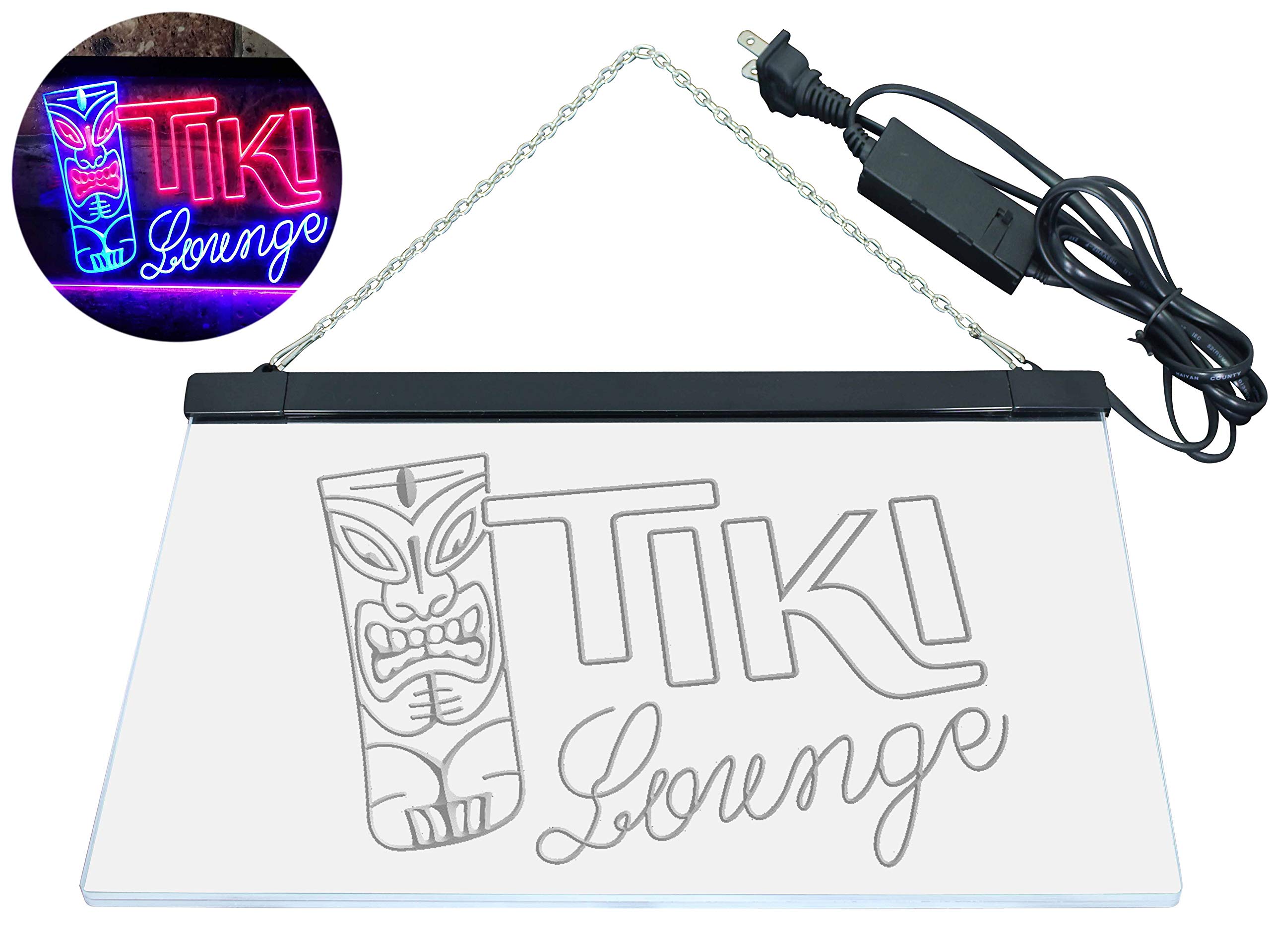 ADVPRO Tiki Lounge Bar Mask Beer Ale Pub Dual Color LED Neon Sign Blue & Red 24" x 16" st6s64-s0002-br
