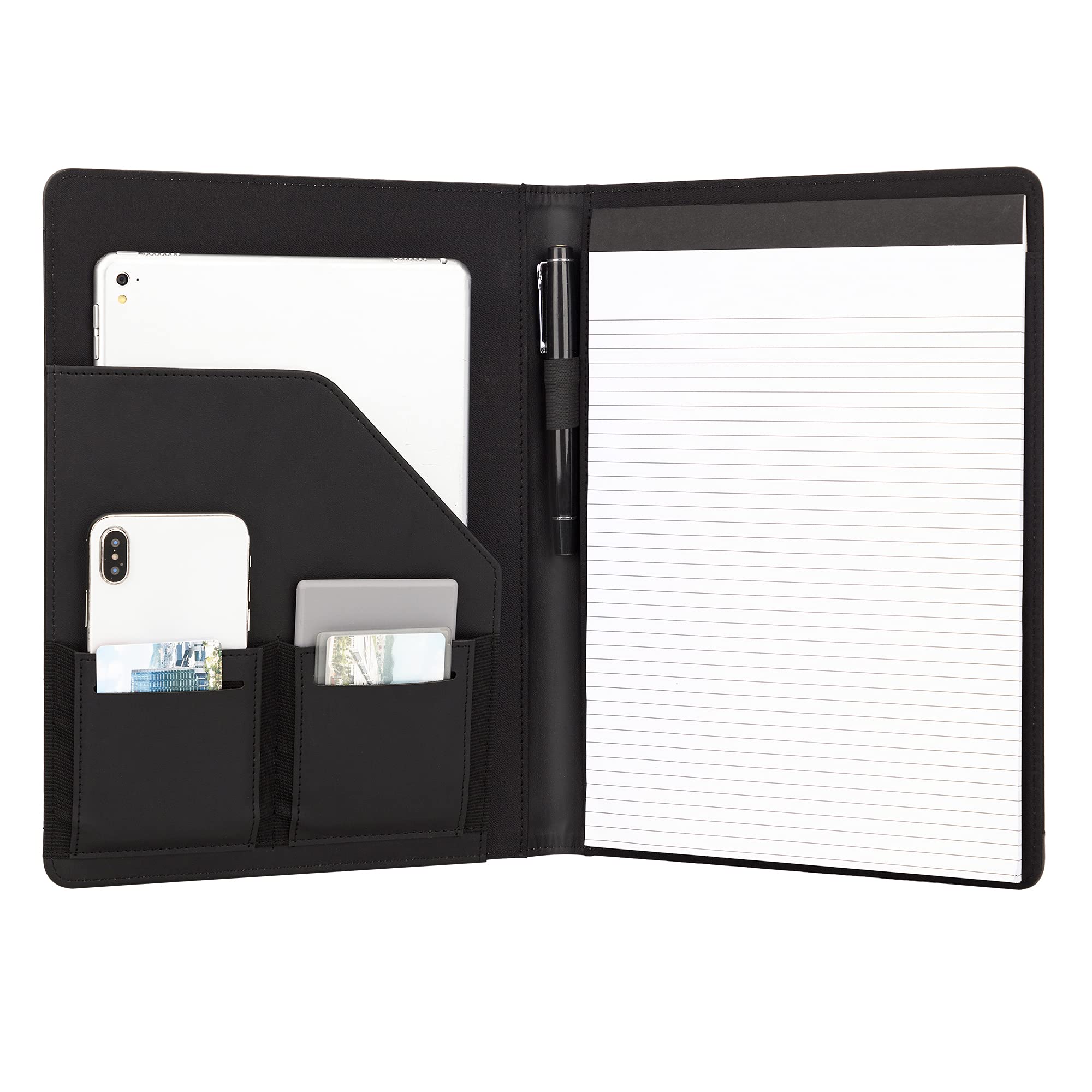 Amazon Basics Professional Padfolio with Interior Organizer and Refillable Notepad, Grey