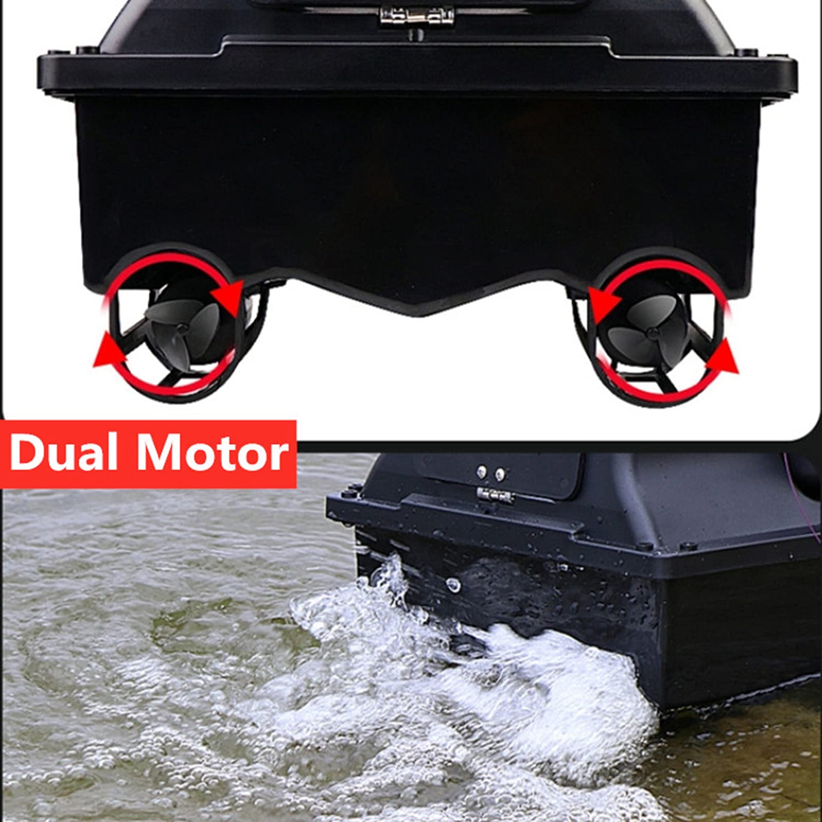 AHWZ Fish Finder - RC Boat - Fishing Bait Boat Fish Finder 2Kg Loading 500M Remote Control Double Motor Night Light,Boat with Fish Finder
