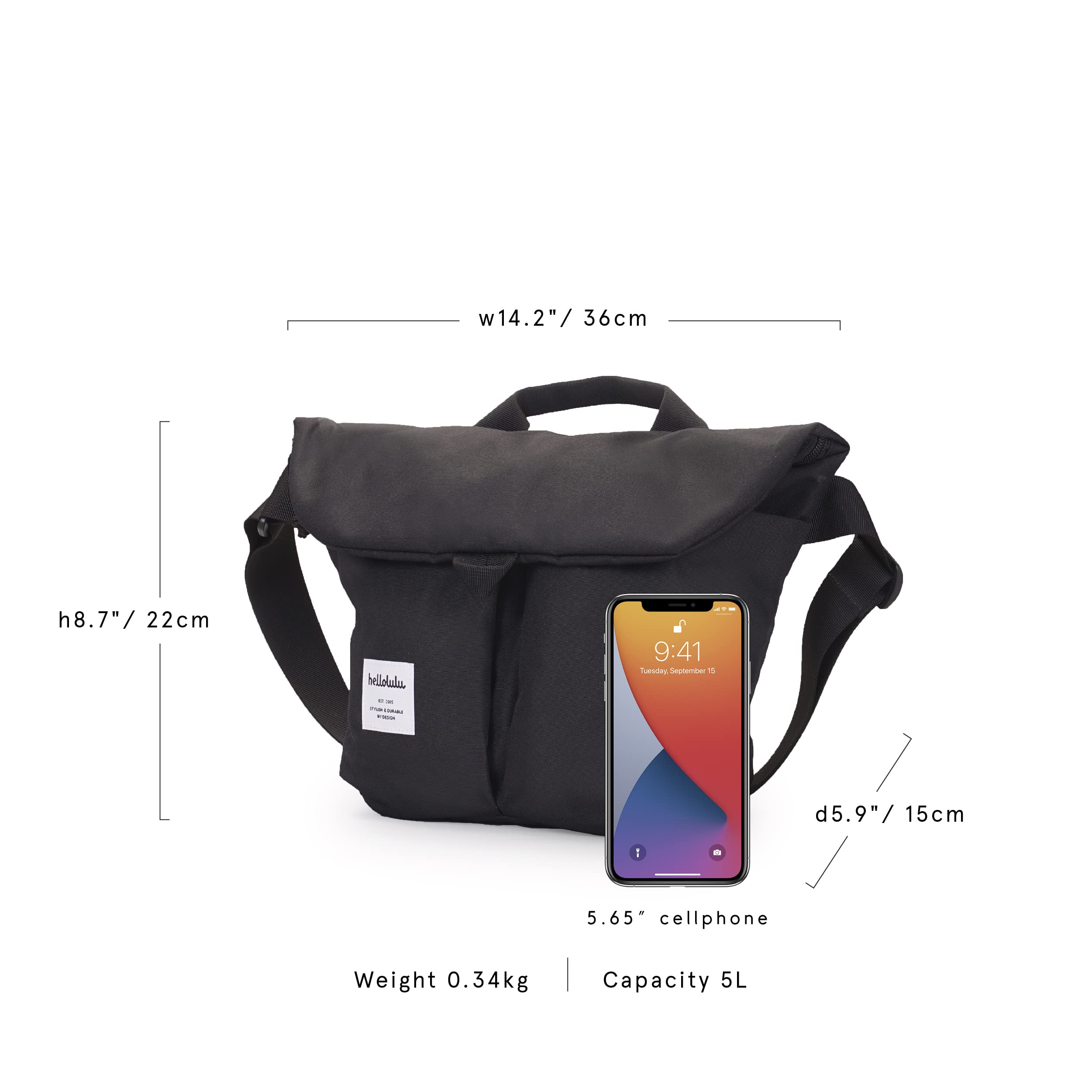 Hellolulu KASEN Magnetic Closure Classic Sling Crossbody Bag, Large Capacity Water Resistant Lightweight For Daily Use Travel Men Women, Teal