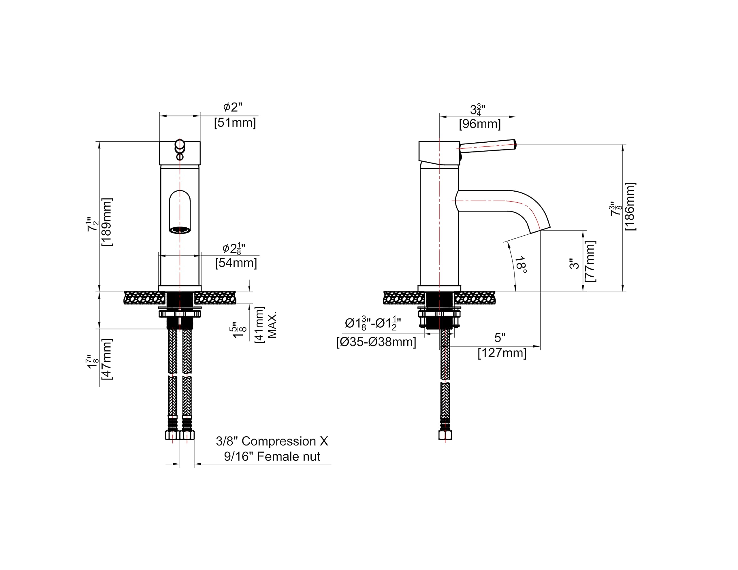 Derengge Single Handle Bathroom Faucet,Brushed Nickel Bathroom Sink Faucet,Single Hole Lavatory Bath Faucet,F-509-BN