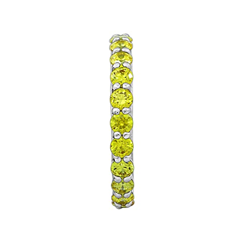 Amazon Essentials Platinum Plated Sterling Silver Infinite Elements Cubic Zirconia All-Around Golden Yellow Eternity Ring, Size 7, (previously Amazon Collection)