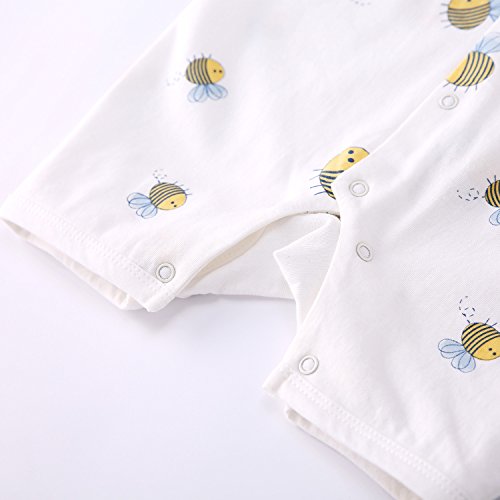 pureborn Baby Boys Girls Short Sleeve Cute Romper Summer One-Piece Outfits Cartoon Bees 0-3 Months