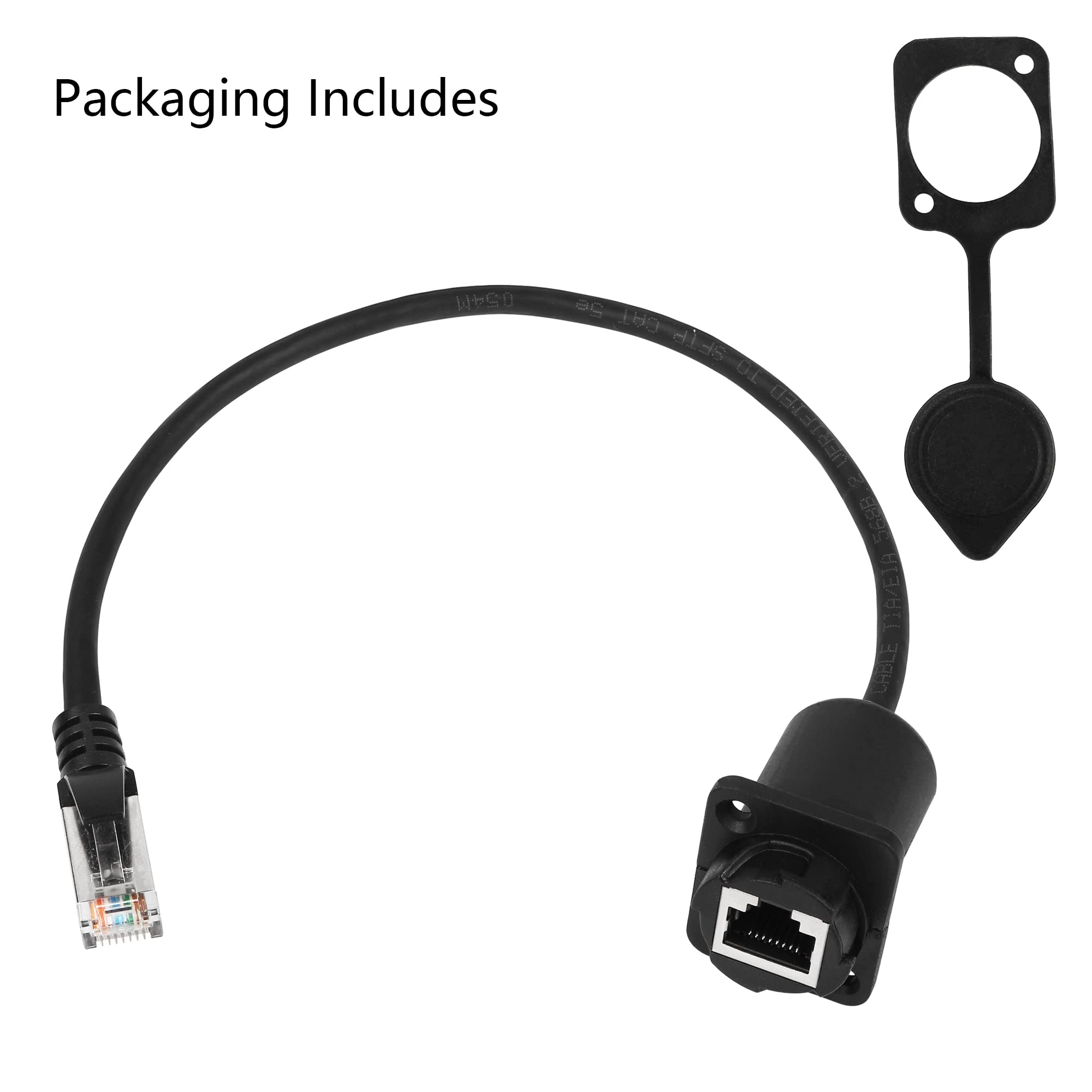 CERRXIAN 35cm RJ45 Male to Female Cat5 5e 6 Waterproof Panel Mount LAN Network Ethernet Extension Cable with Cap