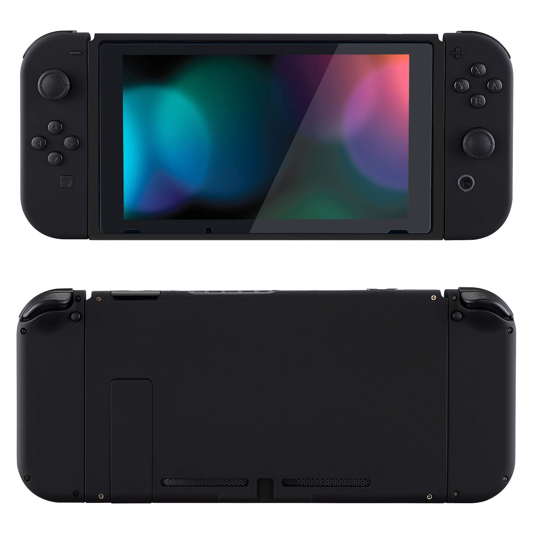 eXtremeRate Black Front Back Plate for Nintendo Switch Console, NS Joycon Handheld Controller Housing with Full Set Buttons, Full Set Replacement Shell for Nintendo Switch - Switch NOT Included