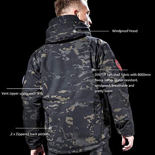 ANTARCTICA Men's Outdoor Waterproof Soft Shell Hooded Military Tactical Jacket