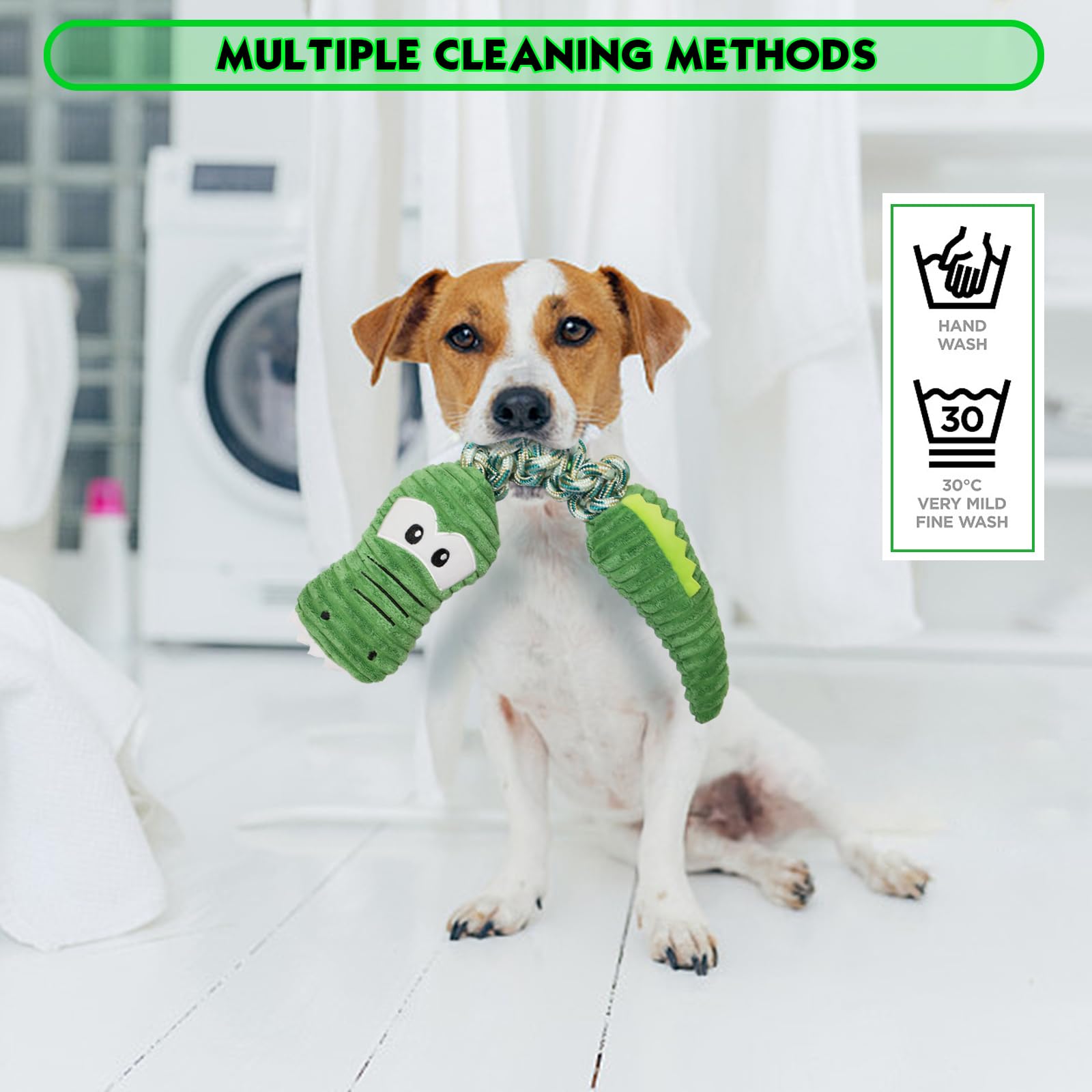 Dog Toy with Cotton Rope,Suitable for Medium to Large Dogs, Interactive Squeaky Dog Toys,Chew Toy Durable Plush Dog Toys,Durable Stress Relief Cute Alligator Shape