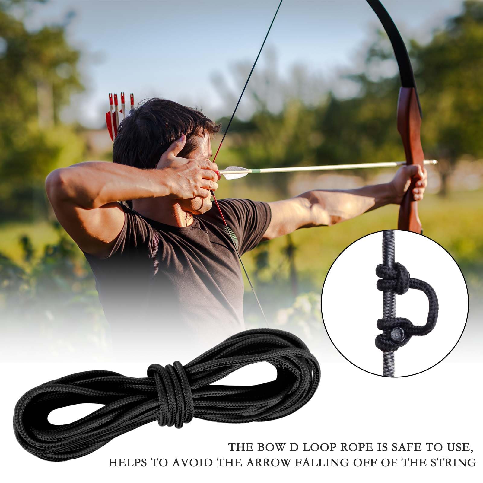 Archerest Bow String D Loop, 10 ft. D Release Nocking Loop Rope for Compound Bowstring Archery (Blue)