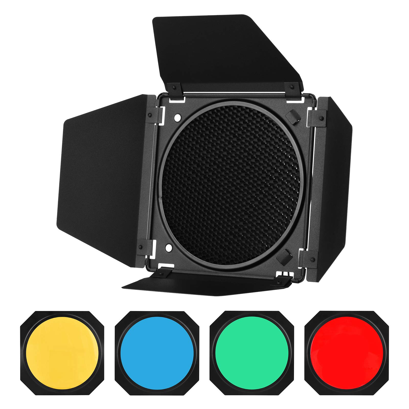 GODOX SK400II Studio Flash Strobe Light Built-in Godox 2.4G Wireless X System GN65 5600K with 150W Modeling Lamp for E-Commerce Product Portrait Lifestyle Photography+ Godox Barn Door Barndoor Kit