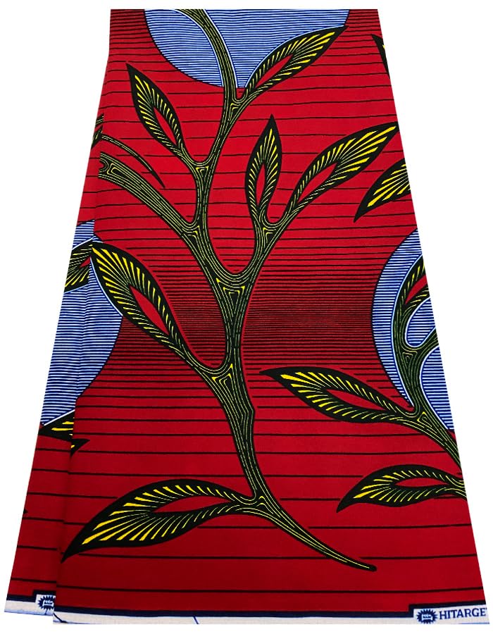 African Ankara Wrapper Wax Prints Fabrics-Moonlight Design- Red, Blue, White, Black -Sell by 6 Yards- 100% Cotton-for Men and Women