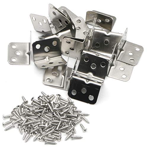 Pxyelec 20pcs L Bracket, Stainless Steel Right Angle Code Corner Brace Joint Bracket Angle, 6 Hole, 36mm x 28mm x 1.0mm (Thick)