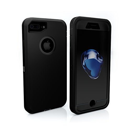 iPhone 7 Plus Case, ToughBox® [Armor Series] [Shock Proof] for Apple iPhone 7 Plus Case [Built in Screen Protector] [with Holster & Belt Clip] [Fits OtterBox Defender Series Belt Clip] (■ Black)