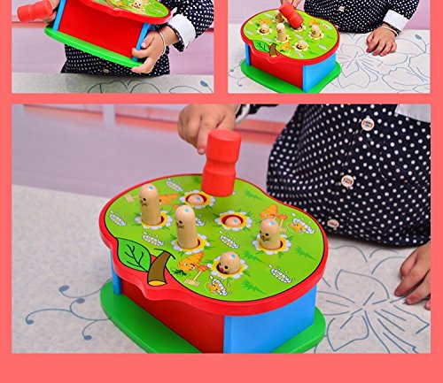 Heo Deluxe Pounding Bench Wooden Toy Wooden Whack-a-mole with Mallet Early Development Toy,Parent-Child Interaction Toy …