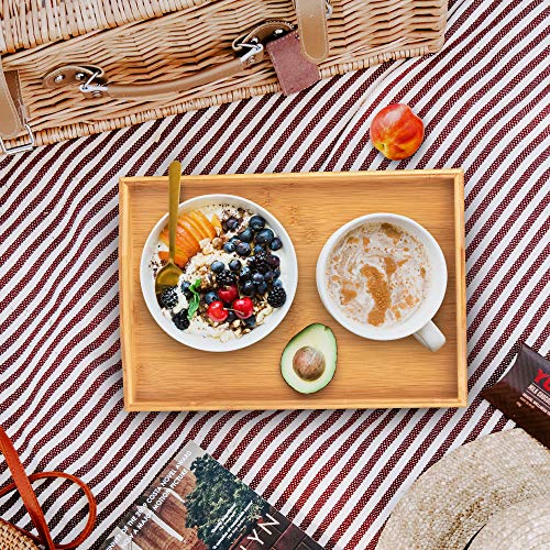 Wood Serving Tray with Handles Boobam Serving Tray Set for Food,Breakfast,Dinner,Ottoman Coffee Table, Parties,Restaurants(3 Pack)