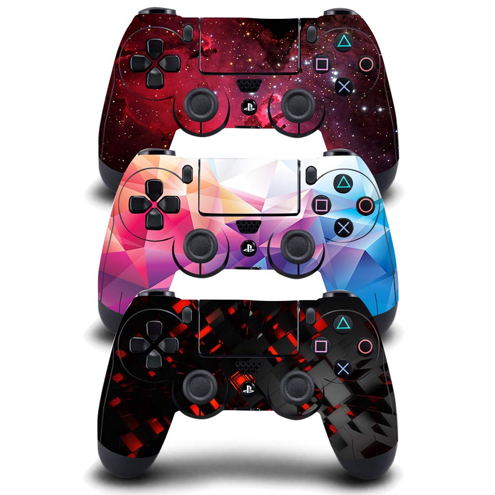 FOTTCZ [3PCS] Whole Body Vinyl Sticker Decal Cover Skin for PS4 Controller - 3pcs. Comb A
