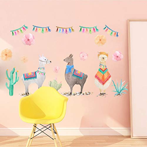 Alpaca Wall Decals Cute Animal Removable Stickers for Kids Nursery Bedroom and Party Decorations