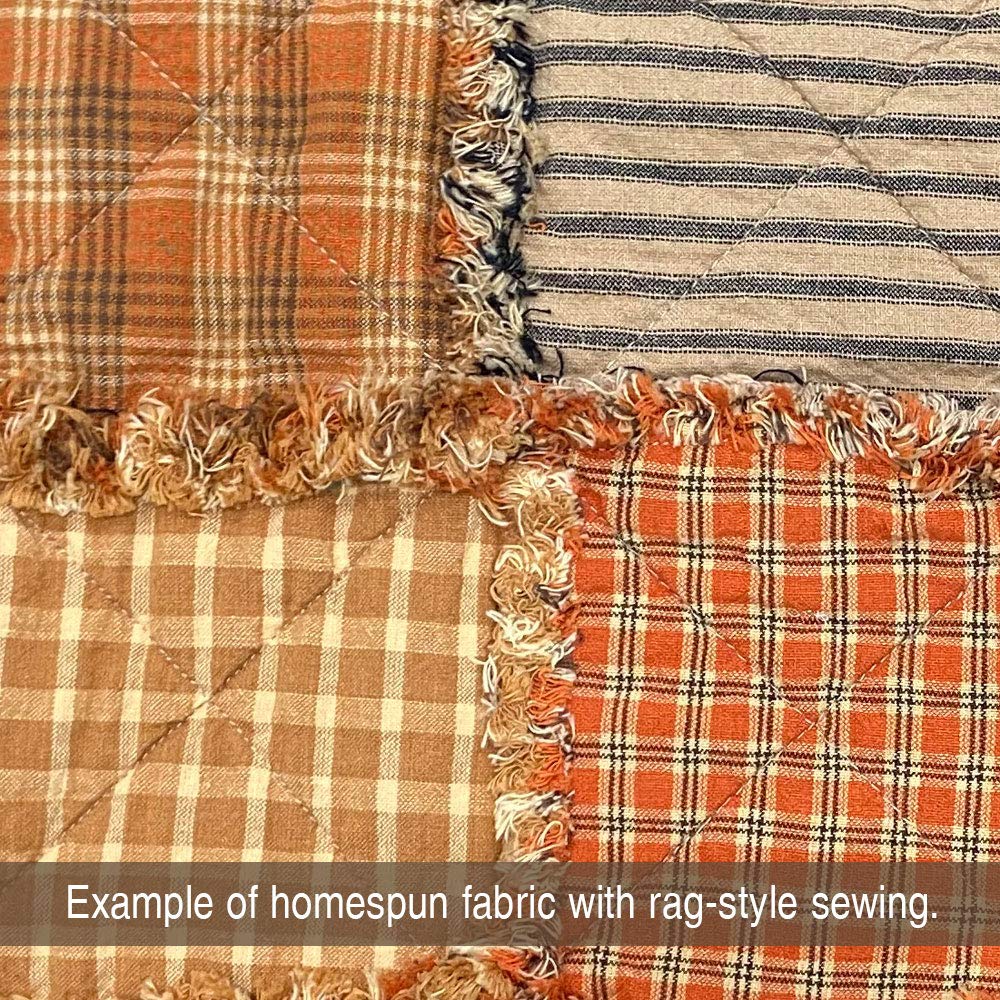 Black & Tea Dye Primitive Ticking Stripe Homespun Cotton Plaid Fabric by JCS - Sold by The Yard
