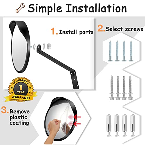 Arcylic Convex Mirror ๐ญ๐ฎ" ๐ฆ๐ฒ๐ฐ๐๐ฟ๐ถ๐๐ ๐ ๐ถ๐ฟ๐ฟ๐ผ๐ฟ, Adjustable Fixing Bracket Wide Angle Clear View For Indoor Outdoor Driveway Parking Garage Warehouse Office By Hydencamm (12 inch)