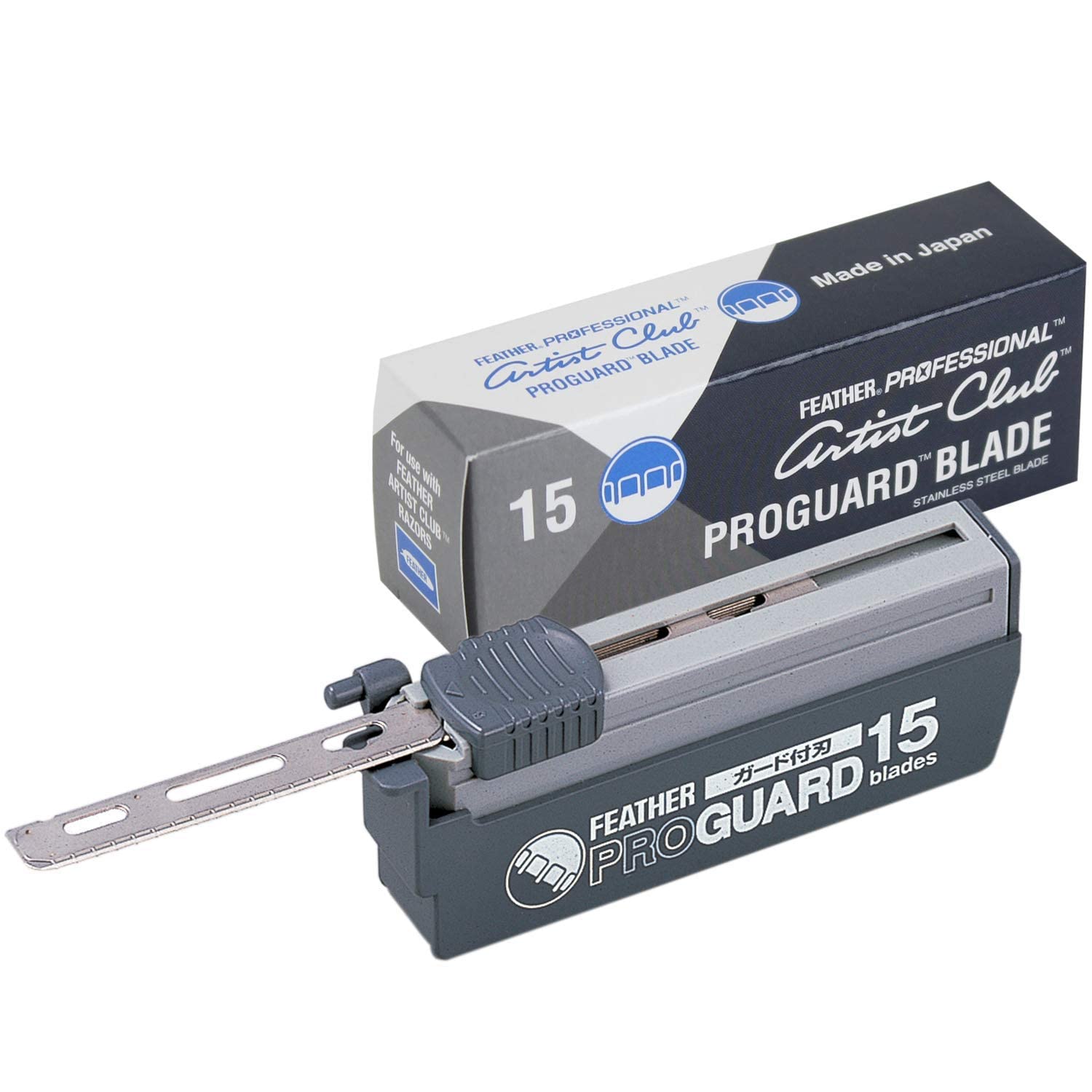 Feather Artist Club ProGuard Razor Blades - (3 Pack of 15) - Single Straight Edge Razor Blades with Guard Refills for Shaving - For Men & Barbers
