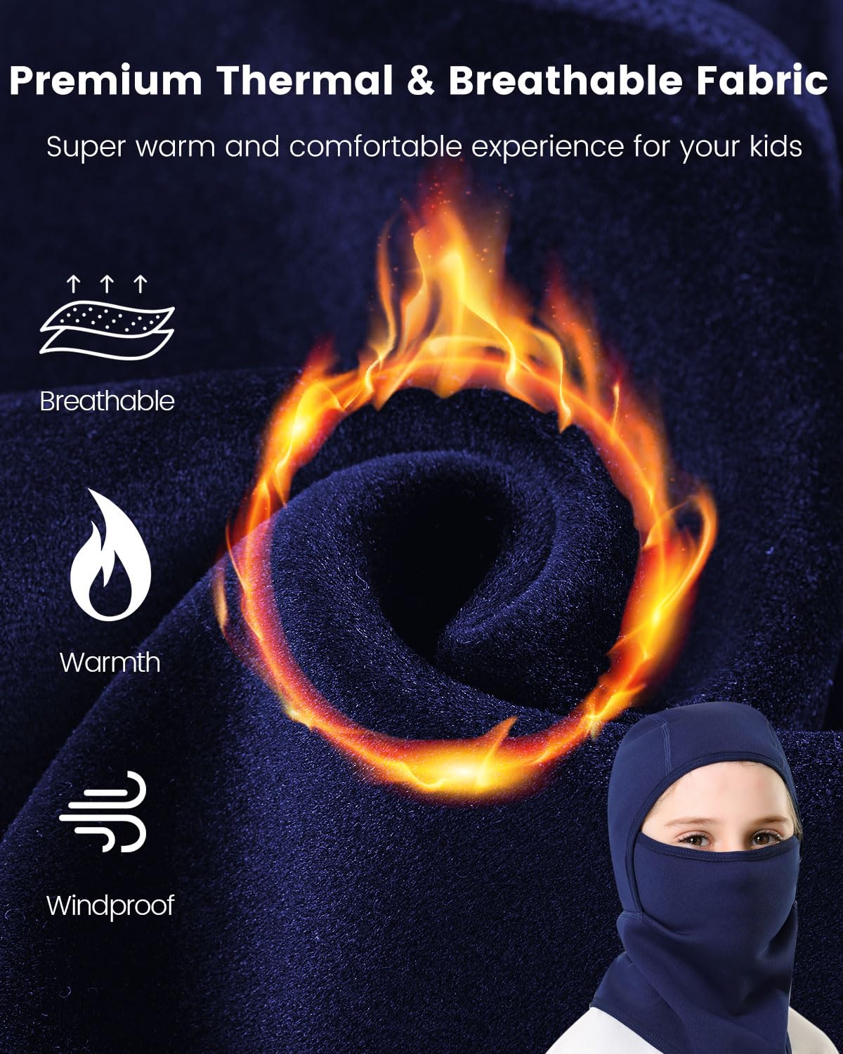Aegend Kids Balaclava Windproof Ski Face Warmer for Cold Weather Winter Sports Skiing, Running, Cycling, 1 Piece, 4 Colors Blue