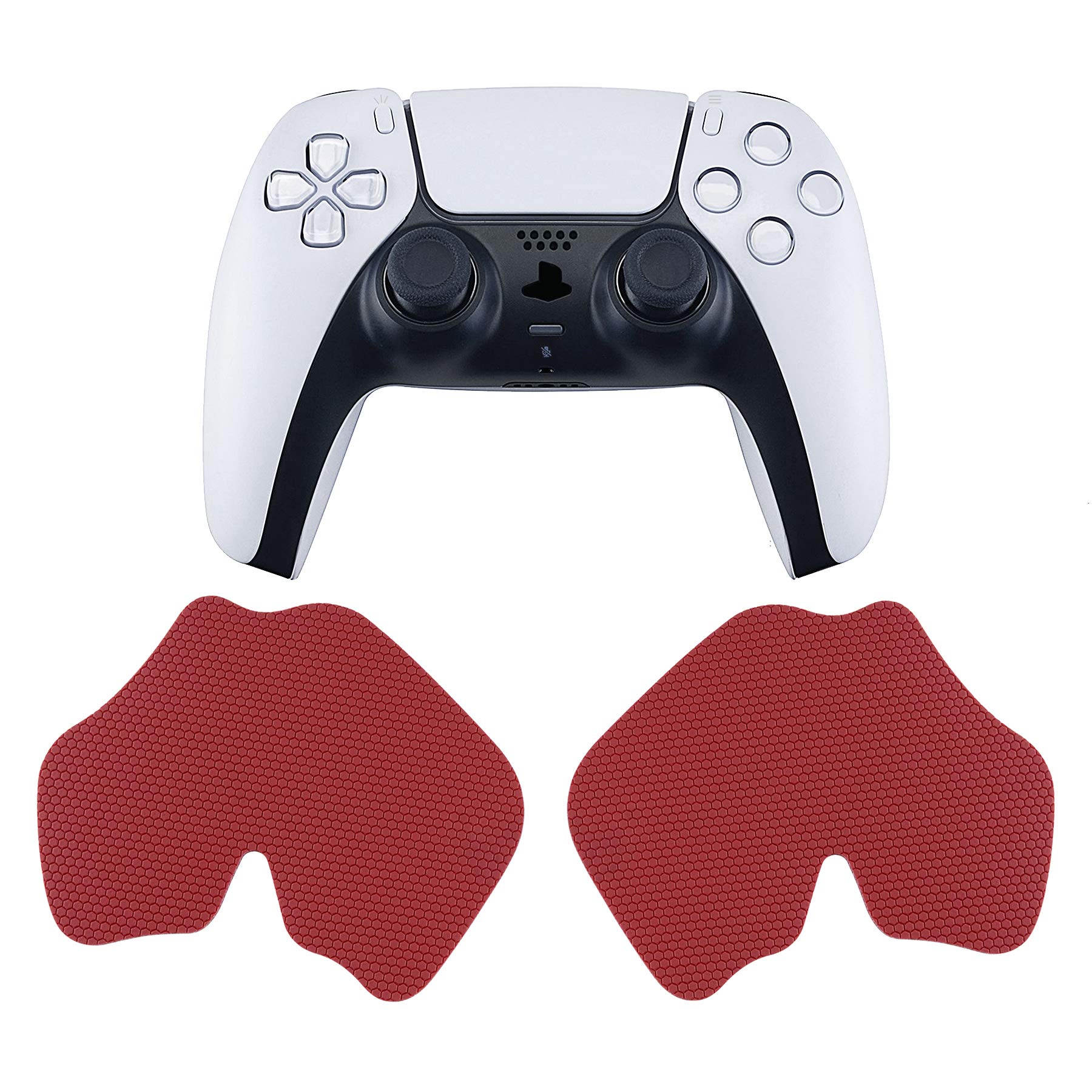eXtremeRate PlayVital Red Anti-Skid Sweat-Absorbent Controller Grip for ps5 Controller, Professional Textured Soft Rubber Pads Handle Grips for ps5 Controller
