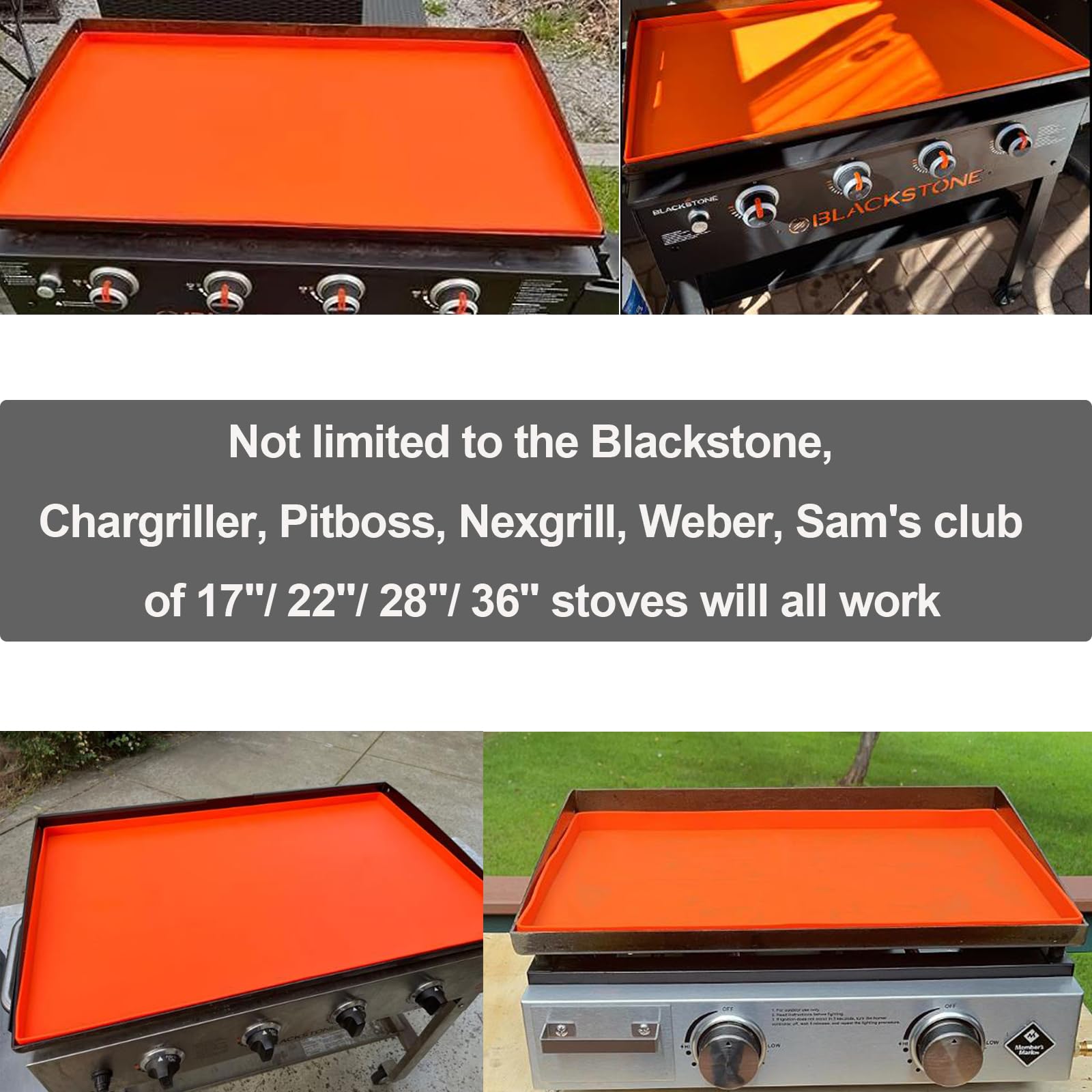 AJinTeby 28" Griddle Mat Silicone Protective Cover for Blackstone Griddle, Magnetic Protective Cover Mats Outdoor/Indoor Food-Grade Silicone Mat Safe BBQ,Orange