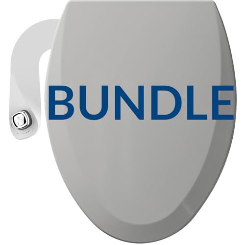 Bio Bidet by Bemis 1500EC Toilet Seat with Perfect Fit, Fresh Water Spray, Non-Electric, Easy to Install Bidet, ELONGATED, Silver