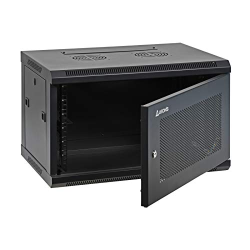 AEONS 6U Professional Wall Mount Network Server Cabinet Enclosure 19-Inch Server Network Rack with Vented Door Black (Fully Assembled)