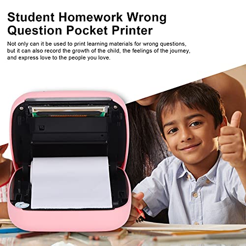 AURORAGRACE Mini Pocket Printer Bluetooth Thermal Portable Student Wrong Exercise Photo Printing (Redness)