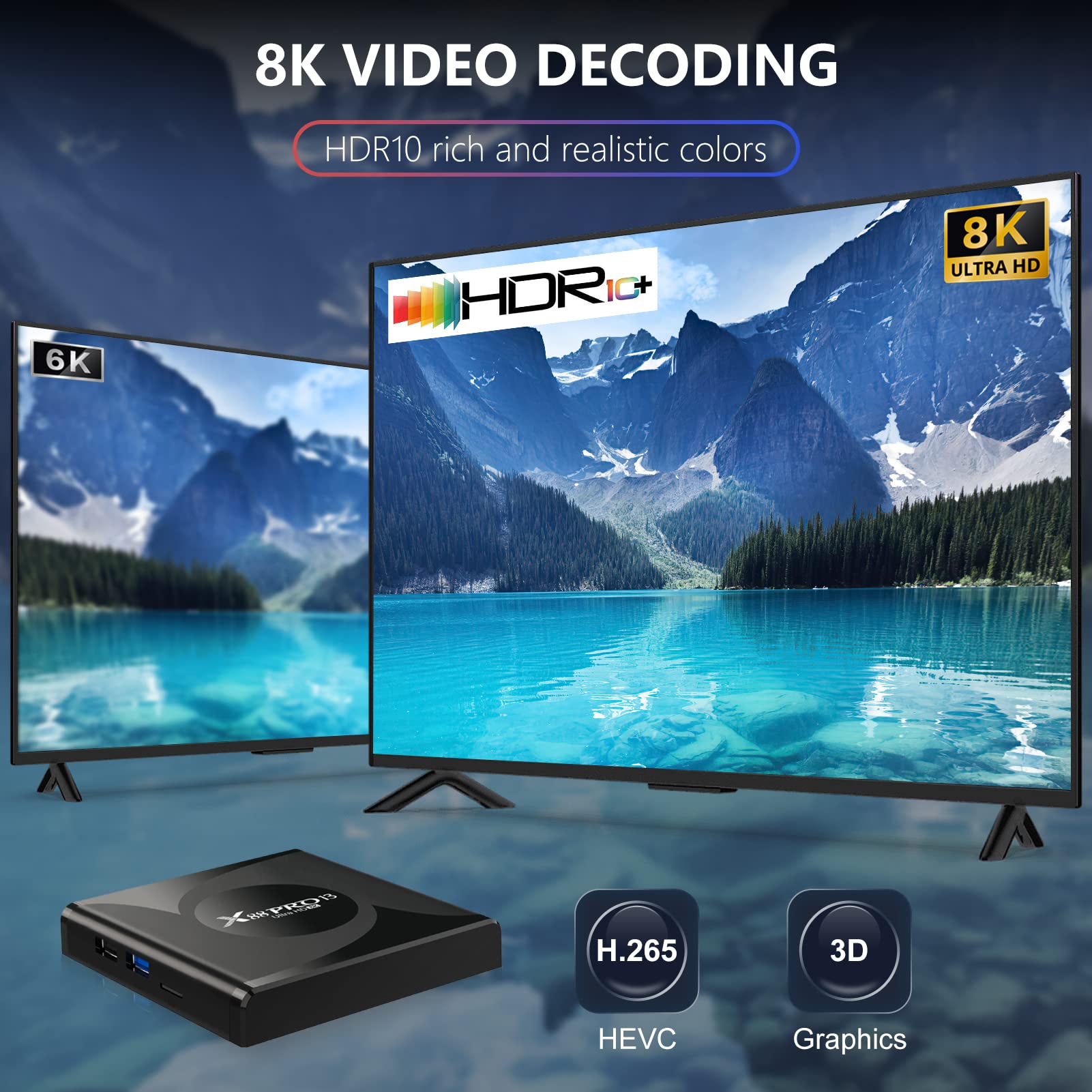 Android TV Box 13.0, X88 Pro13 TV Box 4GB RAM 32GB ROM RK3528 Quad-Core 64bit Cortex-A53, Smart TV Box Supports 2.4G/5G Dual-Band WiFi Bluetooth 5.0 USB 3.0 LAN Android Box [2023 Newest]