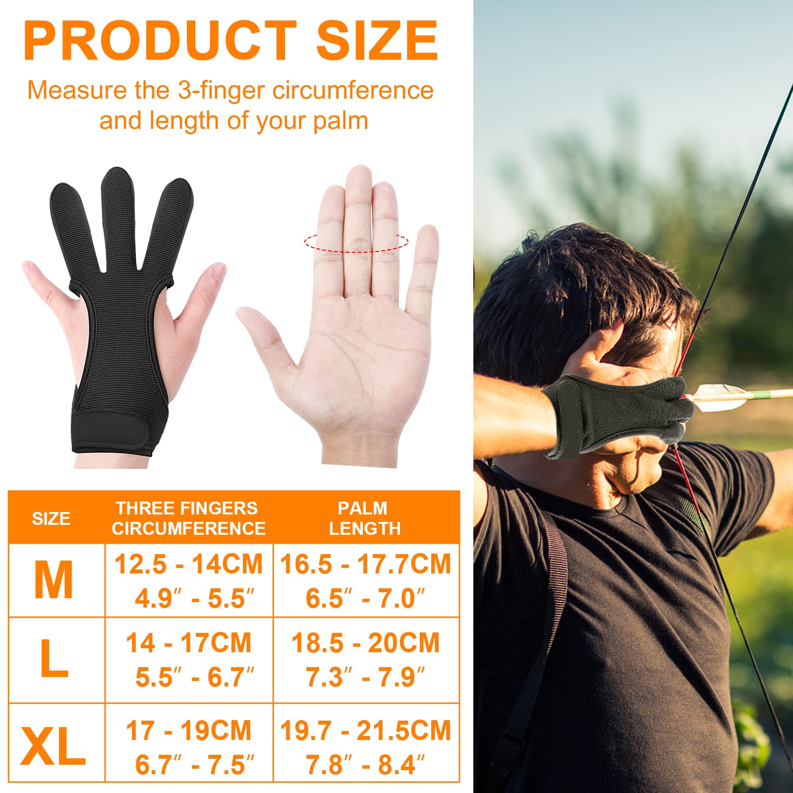 Archery Gloves,IEKEDOI Three Finger Protector Archery Accessories for Men Women & Youth,M