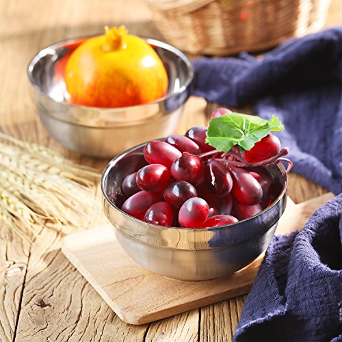 SATINIOR 6 Pack Stainless Steel Bowl Set Double-walled Insulated Metal Snack Bowls (13 oz)
