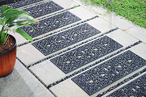 IRONGATE - Stair Treads Stair Case Step Mats - 6 Pack - Rubber - Rugged Sturdy Heavy Duty Commercial Grade - Non Slip Outdoor Indoor Skid Resistant - Floor Tile Drain Pool Balcony Yard - 10x30