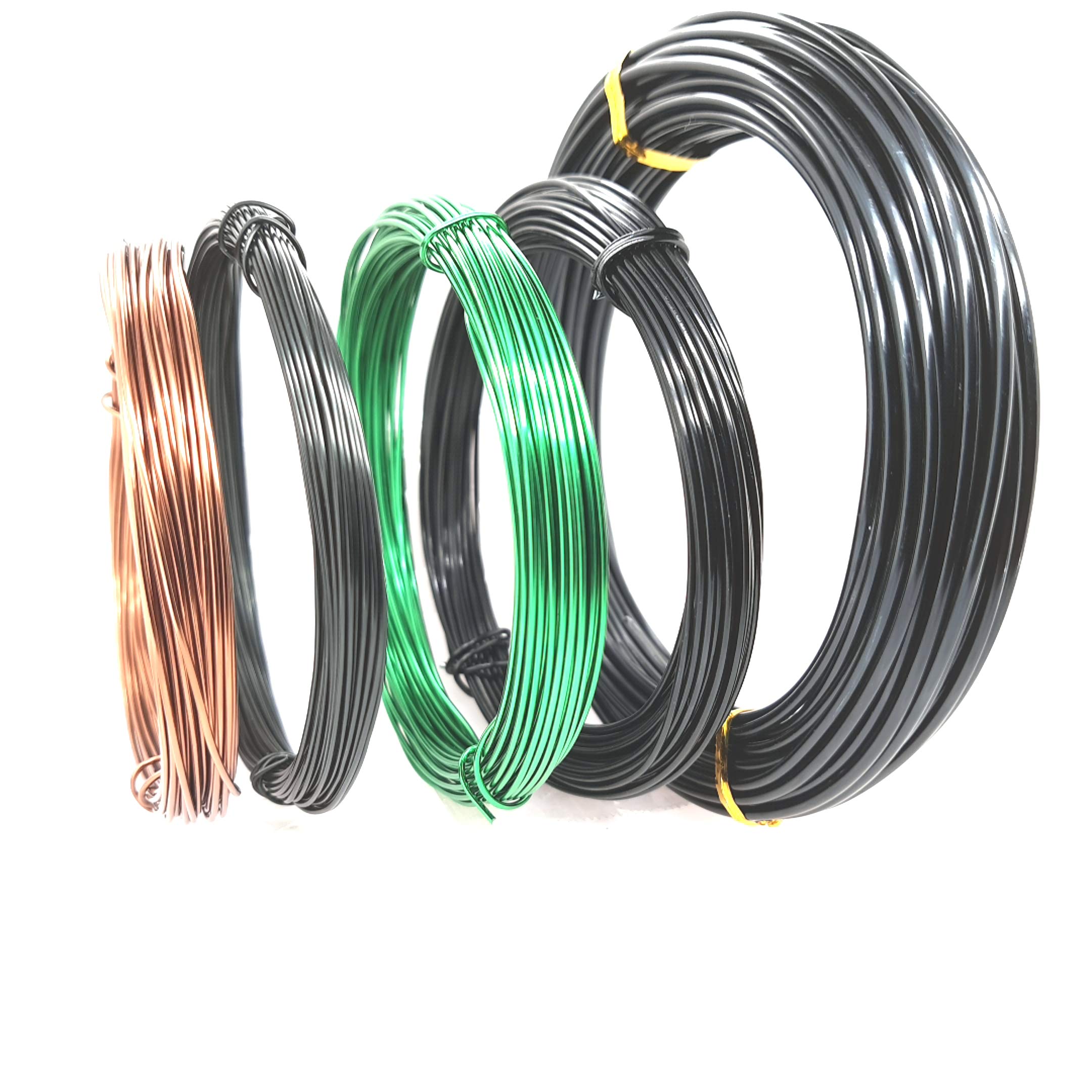 Bonsai Wire for Bonsai Tree Total 164 Feet 5 Rolls 3 Sizes 0.8 mm, 1.0 mm, 1.2 mm and 2.0 mm Aluminum Wire by CRAFT WIRE
