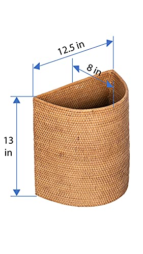 KOUBOO 1030082, Honey Brown Handwoven Half-Moon Rattan Waste Basket