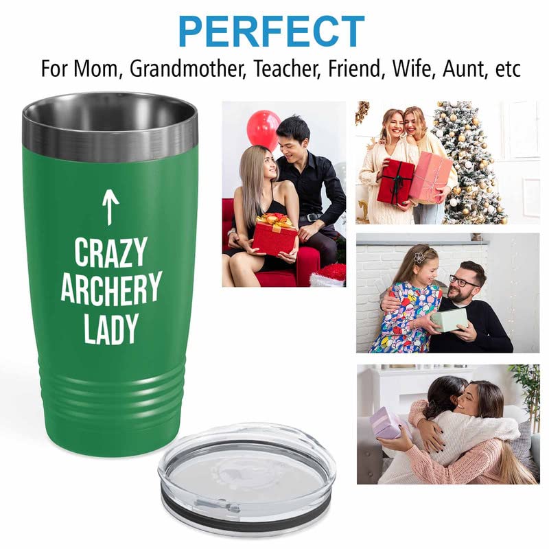 Archery Green Edition Tumbler 20oz - Archery Lady B - Funny Gift For Archery Coach Athlete Hunt Target Shot Trainer Arrow Bow Sport